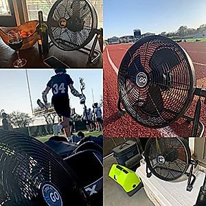 HydroMist 12" Cool n Go Cordless Rechargeable Outdoor Fan, Ultra-portable and Rechargeable Battery-Powered Fan, USB Charging Port, Outdoor-Rated, Black