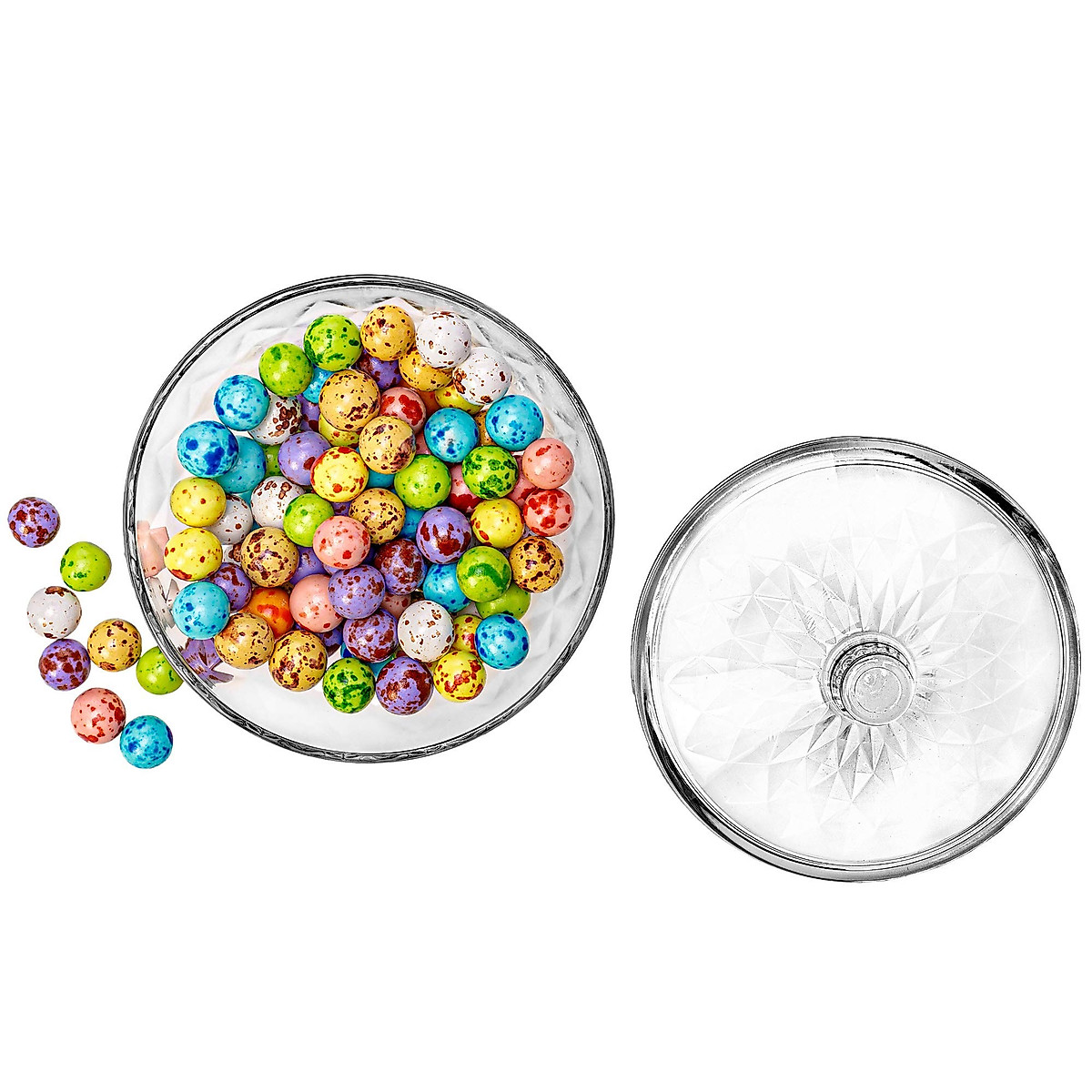 Crystalia Decorative Glass Candy Jar with Lid, Crystal Cut Small Candy Dish for Office Desk or Home, Cute Glass Sweet Cookie Container, Elegant Candy Service Buffet, Glass Sugar Canister