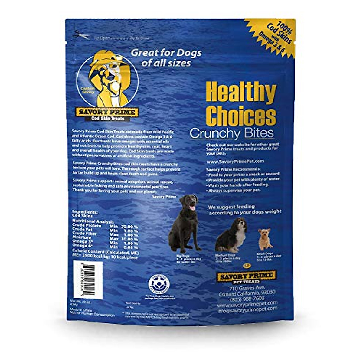 Savory Prime Cod Skin Fish Strips, 16-Ounce, No Artificial Color, All Breed Sizes (62016)
