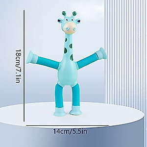 4 Pcs Telescopic Suction Cup Giraffe Toy, Shape-Changing Giraffe Telescopic Tube Cartoon Puzzle Suction Cup Sensory Toys, Novel Stretch and Decompress Educational Giraffe Toys (4 PCS, With light)