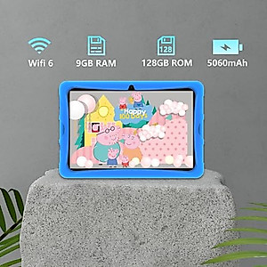 DOOGEE Android 13 Tablet for Kid U10KID, 10.1 Inch HD Display, WiFi6, 4GB RAM +128GB ROM, Dual Speaker, TUV Low Bluelight Certification, Kids Tablet with Case (Blue)