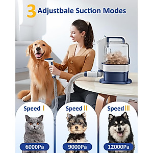 Dog Grooming Vacuum Kit, 3.2L Dust Cup Pet Grooming Vacuum for Dogs Cats with Cordless Clipper, 12000pa 6 Pet Grooming Tools Dog Brush Vacuum for Shedding Home Cleaning, Low Noise Dog Cat Hair Remover