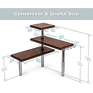 TESLYAR 3 Tier Corner Shelf Natural Solid Ash Wood Countertop Organizer Bookshelf Display Shelves Space Saving Rack for Living Room, Kitchen, Office