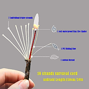 BSGB 2PCS Paracord Lanyard Adjustable Neck Strap Keychain Survival 550 Fish & Fire Cord Military Grade Parachute Rope with Metal Hook for Outdoor