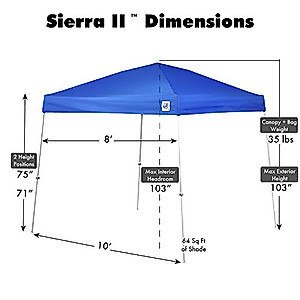 E-Z UP SR9104BL Sierra II 10 by 10-Feet Canopy, Blue