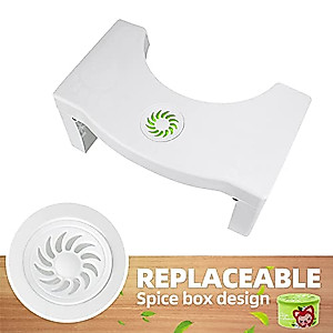 Toilet Stool Squat Adult, 7" Heavy Duty Poop Stool for Bathroom Plastic Portable Squatting Potty Foot Stool with Freshener Space Non-Slip Toilet Assistance Step Stool Healthy Gifts for Seniors Kids