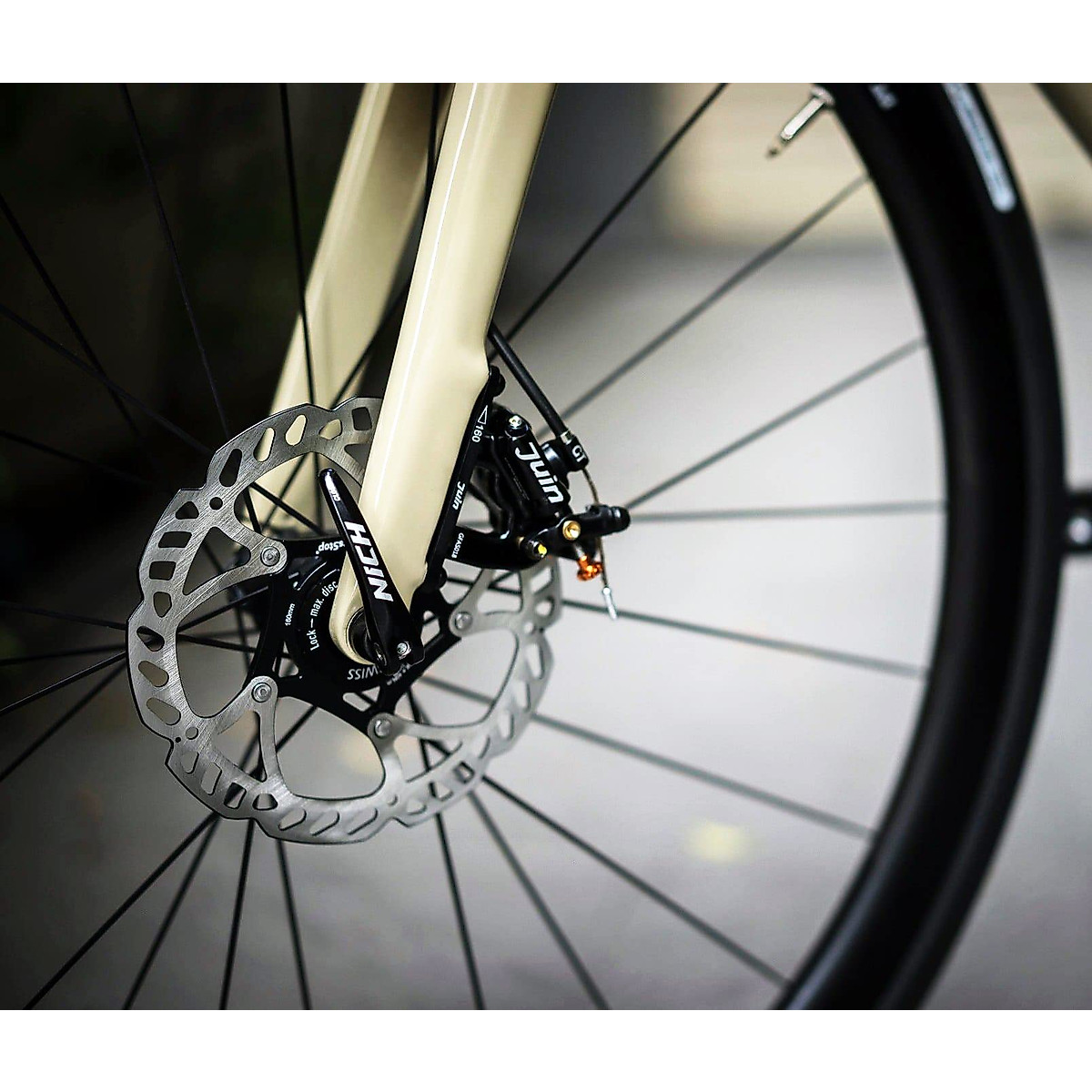 Juin Tech GT-F 4-Piston Cable Actuated Hydraulic Bicycle Bike Disc Brake Caliper Set Hybrid Brake Set for Flat-Mount Road/Cyclocross/Gravel/E-Bike/Folding Bike use (Black)