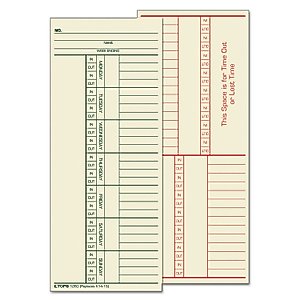 TOPS 1260 Time Card for Cincinnati, Named Days, Two-Sided, 3 3/8 x 8 1/4 (Box of 500)