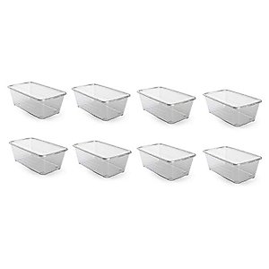Life Story 6 Quart Rectangular Clear Plastic Protective Storage Shoe Box, 8 Pack