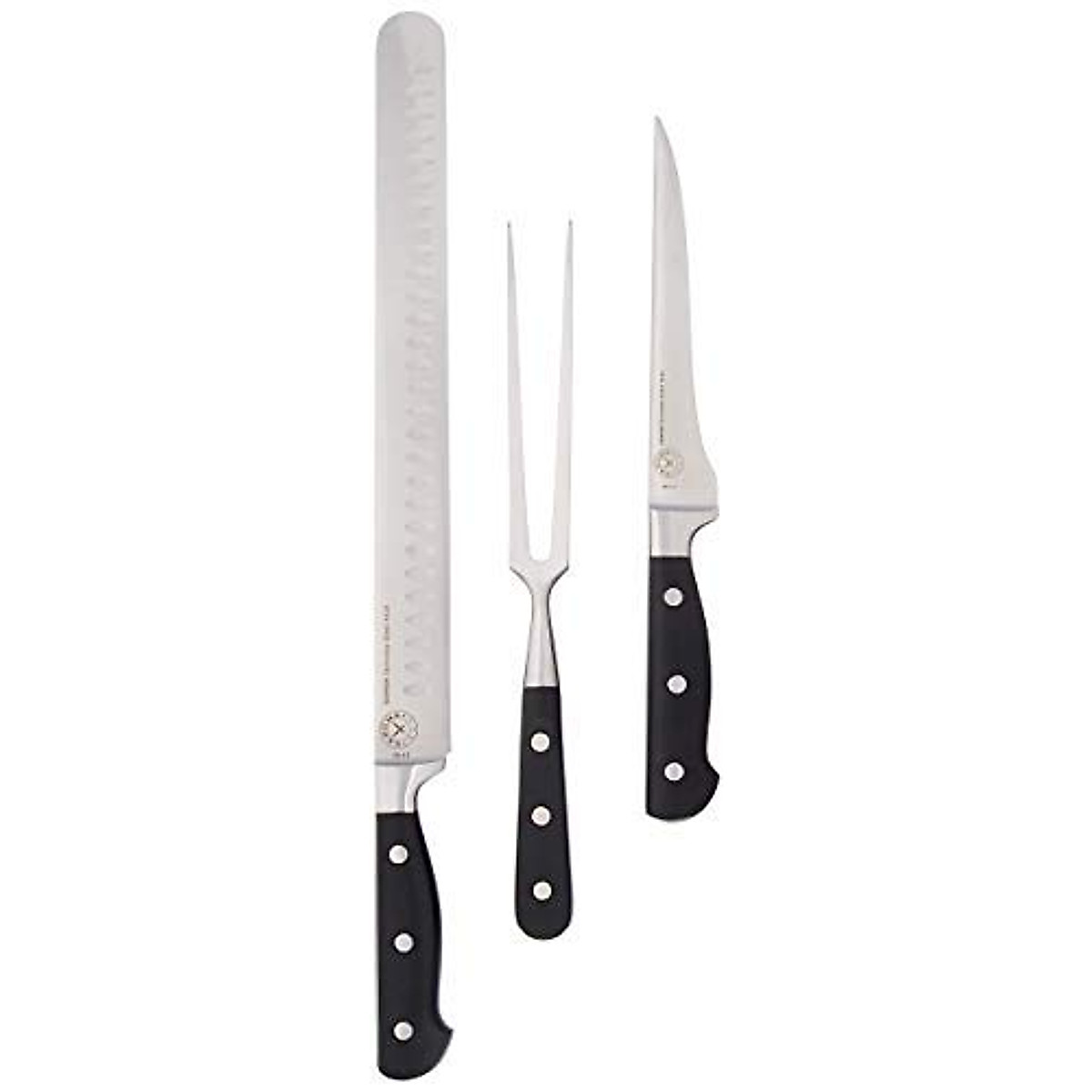 SARUMA 4 PIECE CARVING KNIFE SET FOR MEAT 12 INCH CARVING KNIFE with 6.5 inch Boning Knife and Carving Fork, Turkey Carving Knife, Brisket Knife, Ham Knife