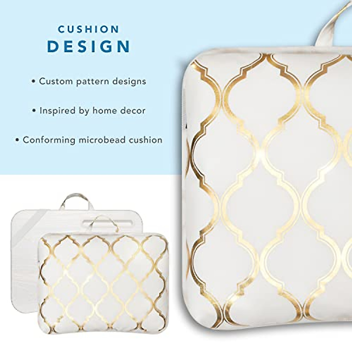 LAPGEAR Designer Lap Desk with Phone Holder and Device Ledge - Gold Quatrefoil - Fits up to 15.6 Inch Laptops - Style No. 45416