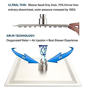 POP SANITARYWARE Ceiling Mount Shower Faucet Set Brushed Nickel Bathroom 10 Inch Rainfall Mixer Shower Head System Single Handle Shower Trim Kit with Rough-in Valve