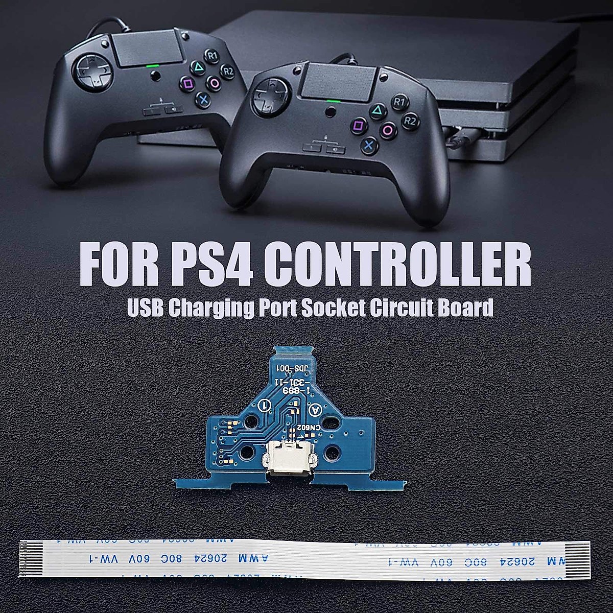Create idea 2Set USB Charging Port Socket Board JDS-001 Compatible with PS4 V1 Wireless Controller with 14Pin Ribbon Cable