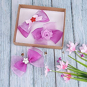 Livder 3 Rolls Sheer Chiffon Ribbons 1.5 Inches x 49 Yards/ Each Roll for Wedding Gift Wrapping Home Decorations (Purple, Violet, Light Purple)