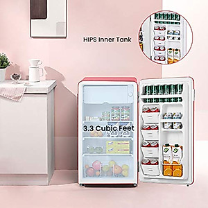 COMFEE' CRR33S3ARD Mini Fridge,3.3 Cubic Feet Solo Series Retro Refrigerator, Small Fridge for Office/Bedroom/Dorm/Garage with Adjustable Legs [Red]