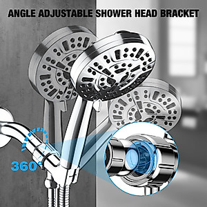 8 Massage Setting ＆ 2 Jet Modes High Pressure Shower Heads, 5.04" Large Size Handheld Shower Head 59" Stainless Steel Shower Head with Hose 360° Detachable Shower Head Aqua Care Shower Head
