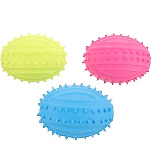 LUOZZY 3Pcs Dog Chewing Ball Puppy Squeaky Ball Interactive Teething Rugby Ball Toy Indoor Outdoor Plaything Pet Supply