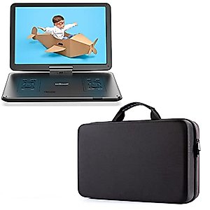 ieGeek 17.5" Portable DVD Player and Carry Travel Case, 15.6" Swivel HD Large Screen, 5000mAH Rechargeable Battery, High Volume, Support USB/SD Card/Sync TV, Car Charger, Remote Control, Region-Free