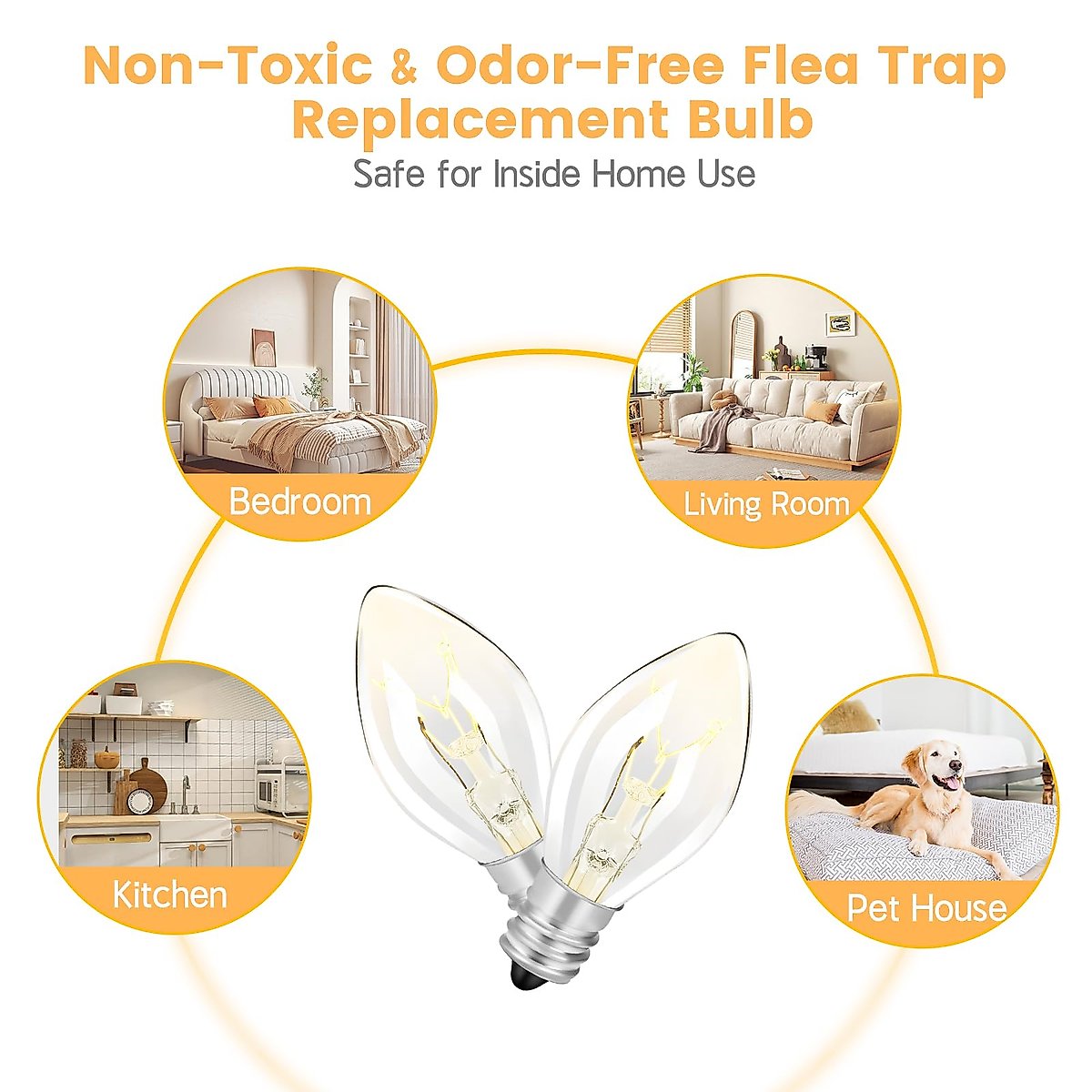 Flea Trap Light Bulb Replacement, 10 Pack 7W Replacement Bulbs for Flea Traps Inside Your Home, E12 7 Watt 120 Volt Flea Trap Bug Night Light Bulbs with a Screw-in Base for Most Flea Trap Lamp