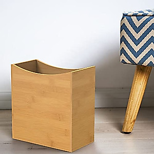 TOPZEA Bamboo Waste Basket, Rectangular Narrow Trash Can Wastebasket Waste Bin Garbage Can for Bathroom, Bedroom, Office and Home, 10.5" x 5.75" x 10"