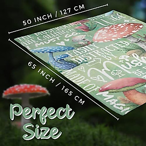InnoBeta Mushroom Blanket, Best Gifts for Mushroom Lovers, Unique Mushroom Design, Throw Blanket Gifts for Women, Family, Friends, Flannel Plush Blankets - Mushroom Quotes - 50"x 65"