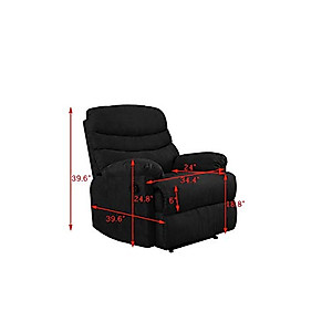Kingway SF-1701 Recliner Sofa Chair, 35" L x 40" D x 40" H, Fabric, Black