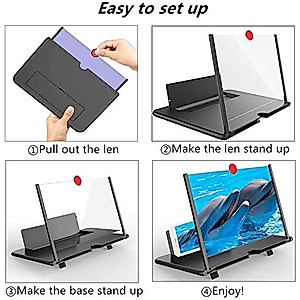 mozeeda Screen Expanders & Screen Magnifier Amplifier,3D HD New Phone Holder 12" Screen Amplifier,Movies,Videos,Games Movie Video Phone Foldable Stand Screen Phone Projector for All Smartphones