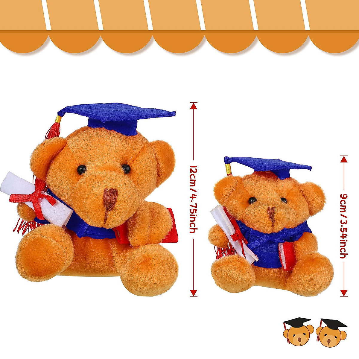 Sumind 6 Pieces Graduation Bears Class of 2025 Graduation Plush Bears Bulk Stuffed Animal Bears with Cap for Kindergarten Primary School College High School Party Favors(Black)