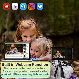 Acuvar 4K Compact Point & Shoot Digital Camera, 48MP, 16X Digital Zoom, 2.8" Screen & 32GB SD Card, Card Reader, 6" Tripod & 6PC Card Holder Vlogging Camera for Kids Teens Students Boys Girl (Black)