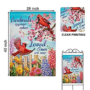 Covido Home Decorative Cardinals Appear When Loved Ones are Near Spring House Flag, Summer Bird Garden Yard Dogwood Daisy Flower Outside Decoration Inspirational Outdoor Large Decor Double Sided 28x40