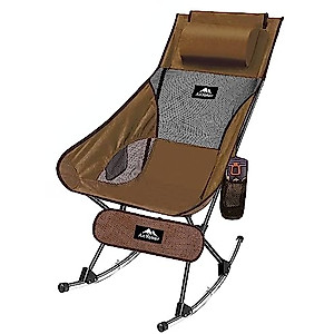 AnYoker Camping Chair, High-Back Compact Backpacking Chair, Portable Folding Chair, Beach Chair with Side Pocket and headrest, Lightweight Hiking Chair 0066YY (Coffee)