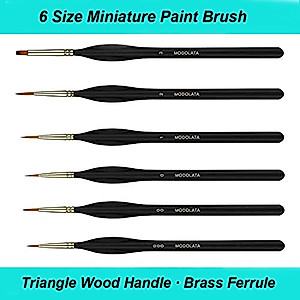 Detail Model Paint Brushes Set - 6 Pieces Miniature Painting Brushes for Acrylic, Watercolor - Airplane Kits, Ceramic, Plastic Model, Warhammer 40k