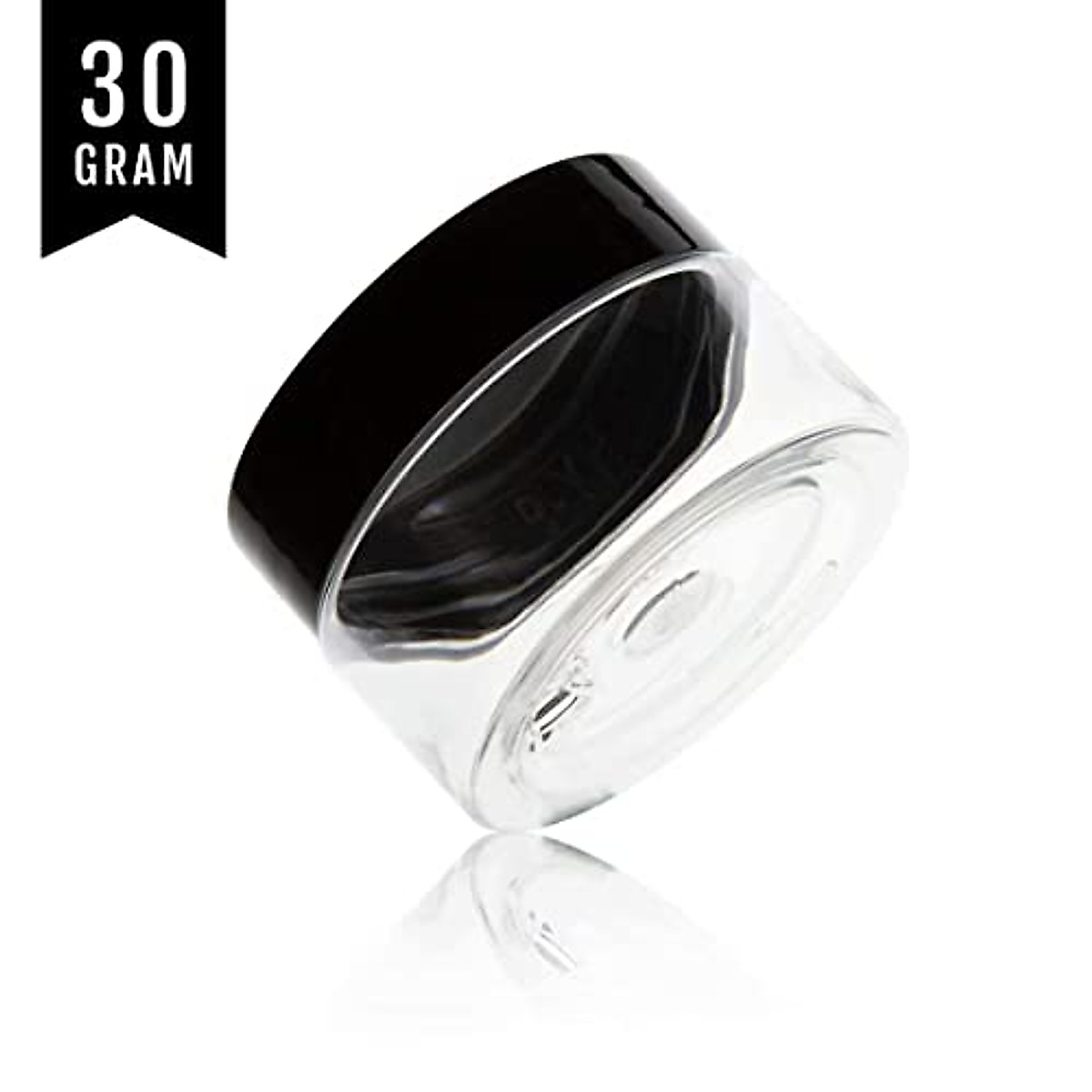 ZEJIA 1oz Plastic Jars with Lids, 6PCS Clear Small Plastic Jars, Empty Plastic Containers with Black Lids, Round Travel Jars for Cosmetics, Lotions, Acrylic Powder, Beauty Product, Slime