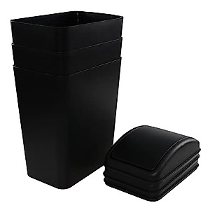 Vababa 3-Pack 4.5 Gallon Plastic Swing-Top Garbage Can, Trash Can with Swing Lid, Black