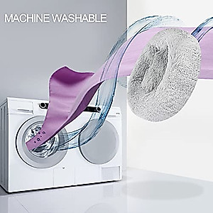 Dog Bed & Cat Bed, Calming Anti-Anxiety Donut Dog Cuddler Bed, Machine Washable Round Pet Bed, Comfy Faux Fur Plush Dog Cat Bed for Small Medium Large Dogs and Cats (30" x 30", Light Grey)