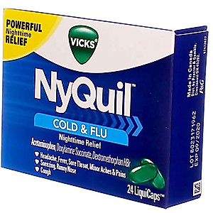 Vicks NyQuil Cold & Flu Nighttime Relief LiquiCaps 24 ea (Pack of 3)