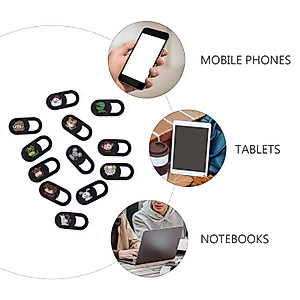 Mobestech Laptop Camera Cover Slide Slim Laptop 12pcs Animal Camera Cover Slide Phone Webcam Slider Camera Cover Webcam Cover Slide for Laptop Privacy Cover Sliding Black PC Stickers Computer Camera