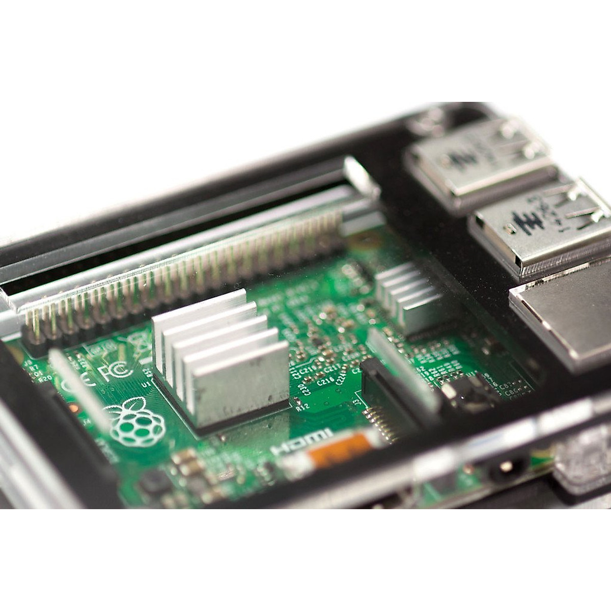 C4Labs Zebra Case Kit for Raspberry Pi 3B+, 3, 2, 2B and B+ Heat Sinks and Power Cord Included-Black Ice