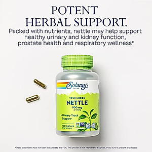 SOLARAY Nettle Leaf 900 mg, Vegan Supplement for Urinary Health and Kidney Support, Prostate Health and Respiratory Wellness, Non-GMO, 60 Day Money Back Guarantee. 90 Servings, 180 VegCaps