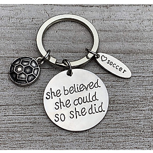Infinity Collection Soccer Keychain, Soccer She Believed She Could So She Did Keychain, Soccer Gifts for Players and Soccer Teams