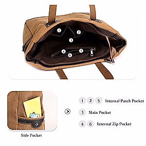 PORRASSO Crossbody Bag Women Shoulder Bag Canvas Handbag Girl Tote Bag Messenger Bag for Work School Travel Daily Use Brown