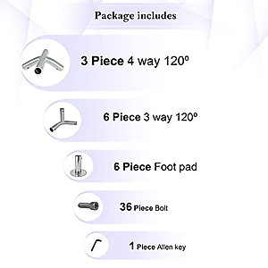 Simond Store Canopy Fitting 3 Way 6 Pc, 4 Way 3 Pc, Footpad 6 Pc, 1-3/8 inch Diameter High Peak Connectors for Carport Frame Boat Shelter Outdoor Canopies Party Tents Garage Batting Cage Garden Shade