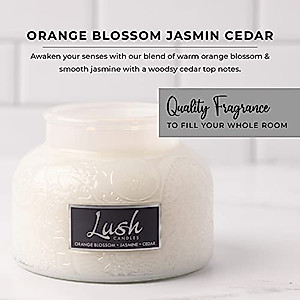 A Cheerful Giver - Orange Blossom Jasmine Cedar - 20oz Large Scented Candle Jar with Lid- Lush - 95 Hours of Burn Time, Gift for Women, White