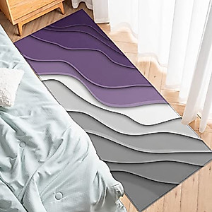 2 Pieces Kitchen Rug and Mat Sets, Purple and Gray Kitchen Mat Standing Floor Mat Absorbent Doormats Cushioned Rugs, Kitchen Mat Sets for Indoor Entrance Sink Abstract Ombre Geometric 23.6"x70.9"