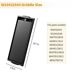 Allstare W10432544 Griddle Replacement Parts for Whirlpool Stove Parts Top Cast Iron Griddle Plate, W10432539 Kenmore Maytag Jenn Air Kitchenaid Range Parts Griddle Pan Flat Top Pan 1 Pack