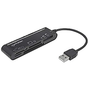 Manhattan USB 2.0 Card Reader / Writer – with 5 Flash Memory Card Slots, Supports 79 Memory Card Formats, 480 Mbps Data Transfer Speed – Compatible with Windows & Mac – 3 Yr Mfg Warranty - 101998