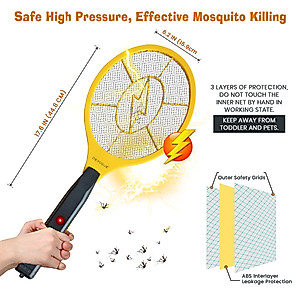 DEVOGUE® Pack of 2 Electric Fly Swatter Bug Zapper Battery Operated Flies Killer Indoor & Outdoor Pest Control Mosquito Zapper and Insect Catcher Racket (Packing May Vary)