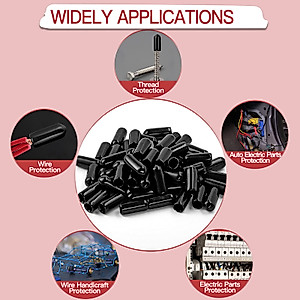 Jamiikury 60PCS Screw Thread Protectors 5mm ID Rubber End Caps Vinyl Flexible End Caps Round Tube Bolt Cap (Black, 60PCS)