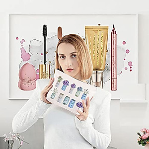 LEVLO Hydrangea and Lavendar Flowers in Jars Cosmetic Make Up Bag Flower Lover Gifts Floral Mason Jars Makeup Zipper Pouch Bag (Mason Jar Lavender)