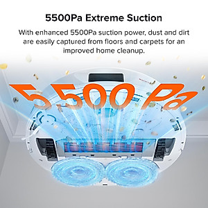 roborock Q Revo Robot Vacuum and Mop, Auto-Drying, Auto Mop Washing, Dual Spinning Mops, Auto Mop Lifting, Self-Refilling, Self-Emptying, Reactive Tech Obstacle Avoidance, 5500Pa Suction, White
